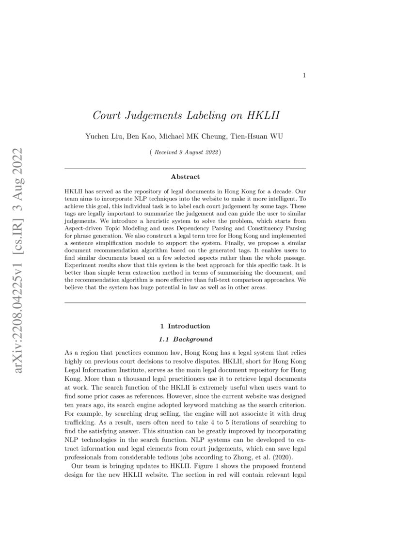 Court Judgement Labeling Using Topic Modeling and Syntactic Parsing ...