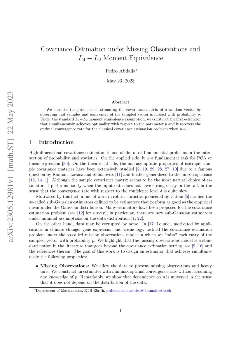 Covariance Estimation Under Missing Observations And L4 L2 Moment Equivalence Deepai 