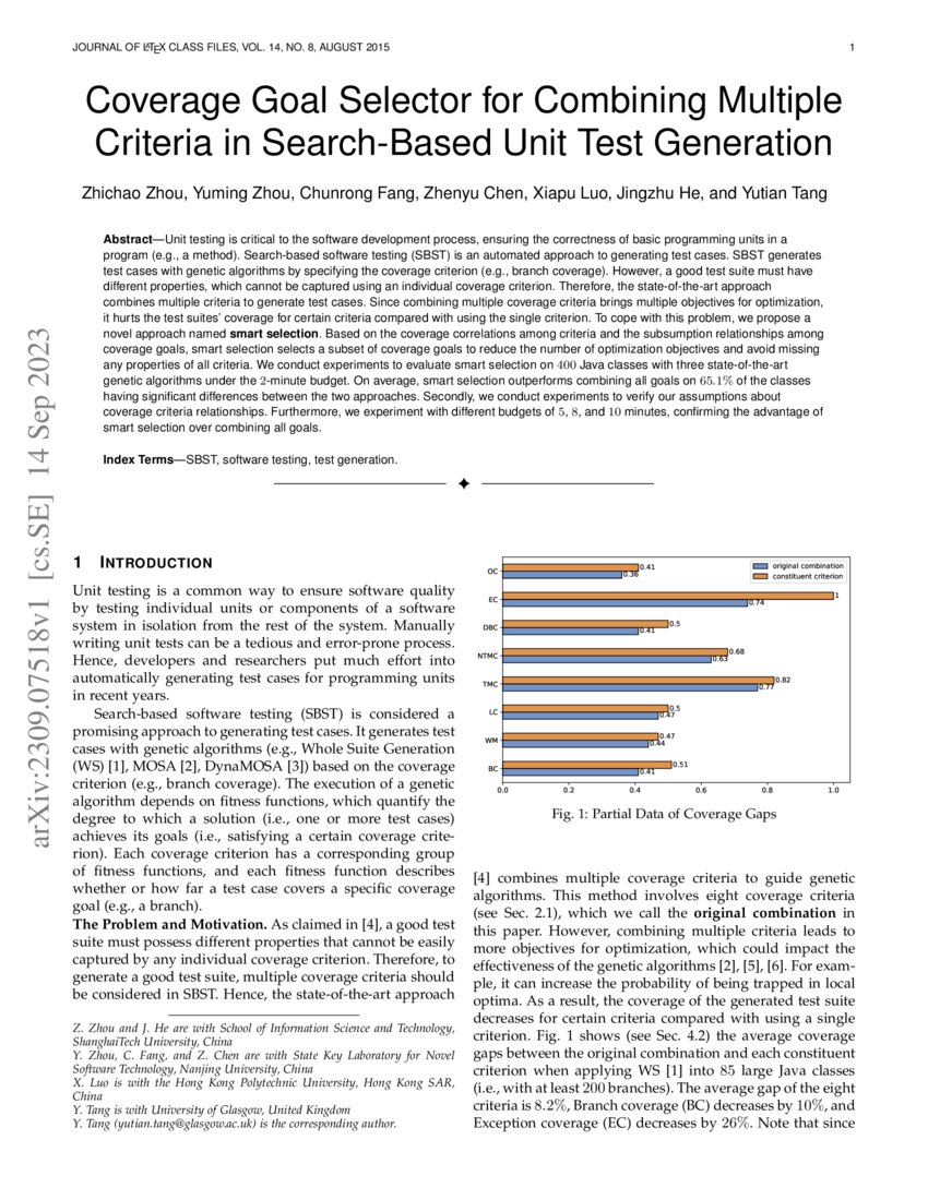 Coverage Goal Selector For Combining Multiple Criteria In Search Based Unit Test Generation Deepai