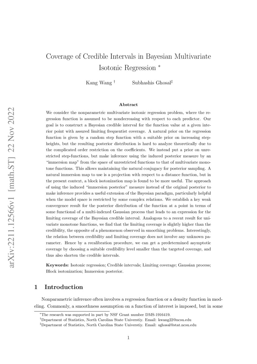 Coverage Of Credible Intervals In Bayesian Multivariate Isotonic
