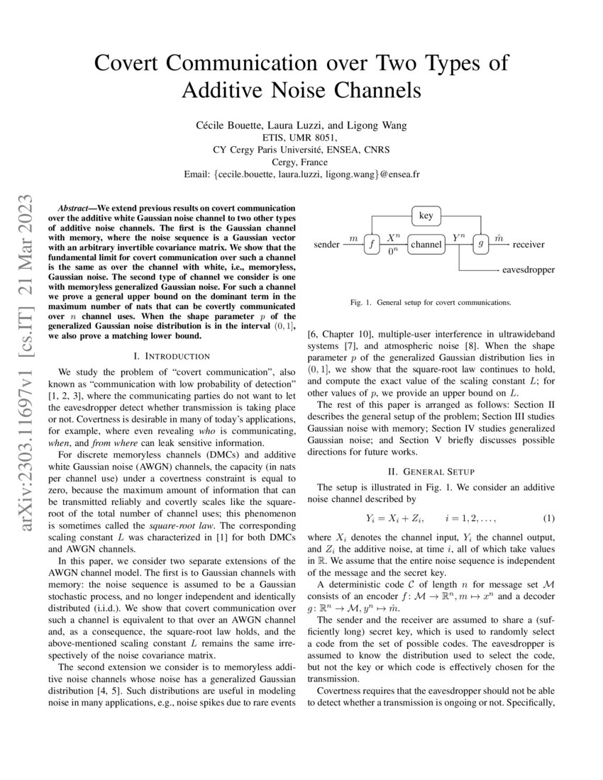 Covert Communication over Two Types of Additive Noise Channels | DeepAI