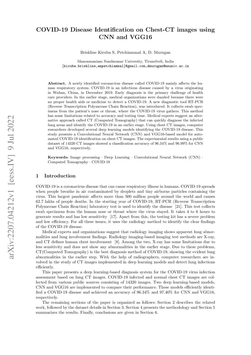 COVID-19 Disease Identification on Chest-CT images using CNN and VGG16 ...