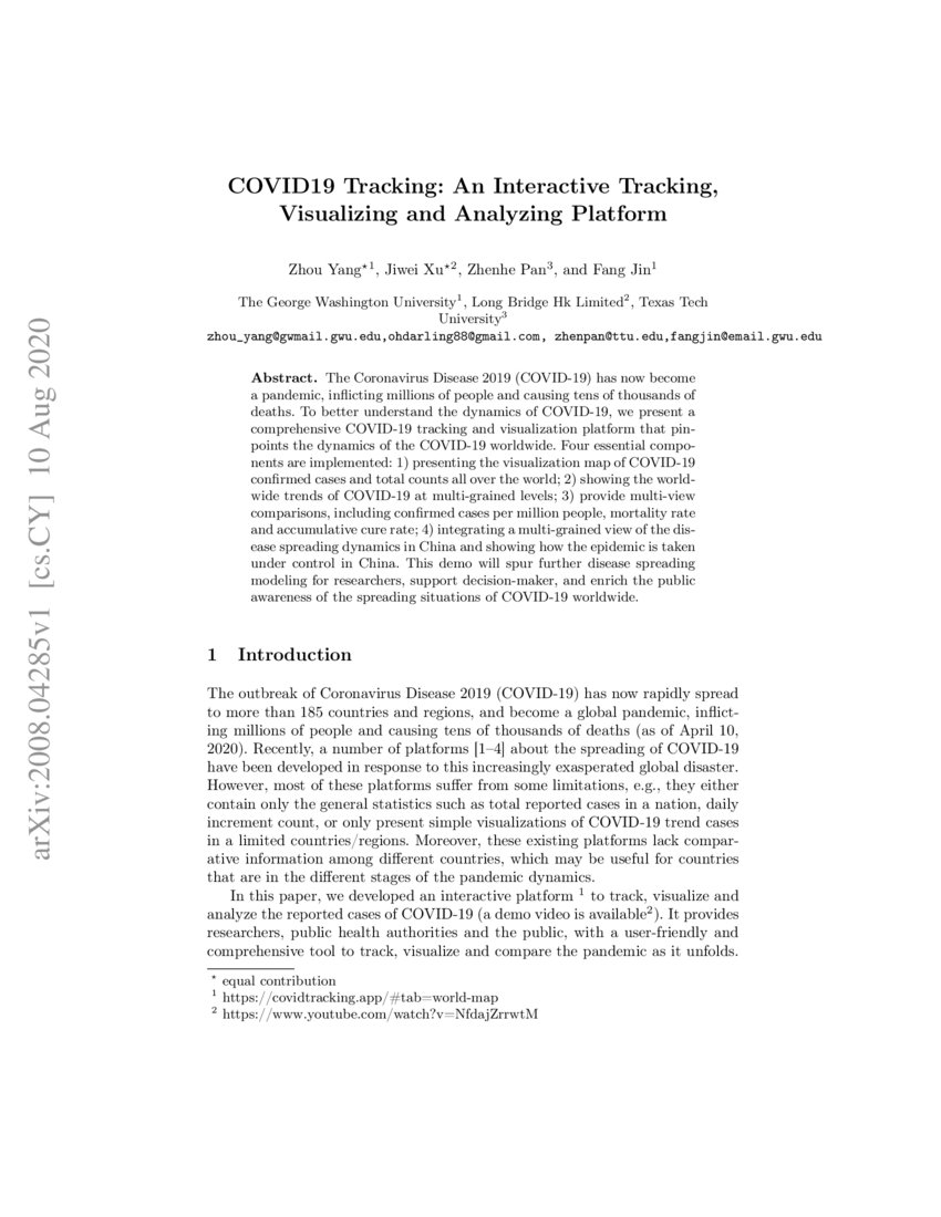 COVID19 Tracking: An Interactive Tracking, Visualizing and Analyzing ...