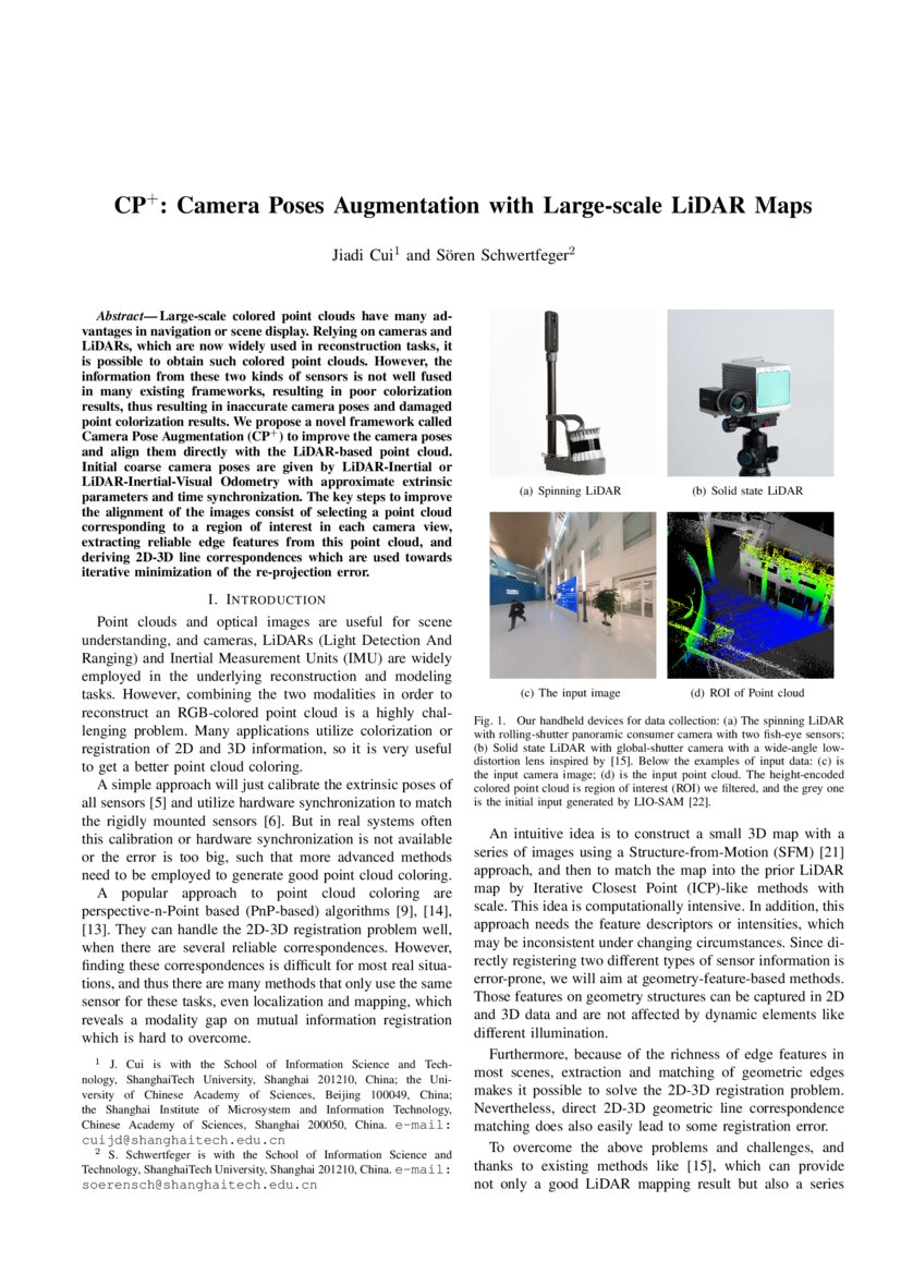 CP+: Camera Poses Augmentation with Large-scale LiDAR Maps | DeepAI