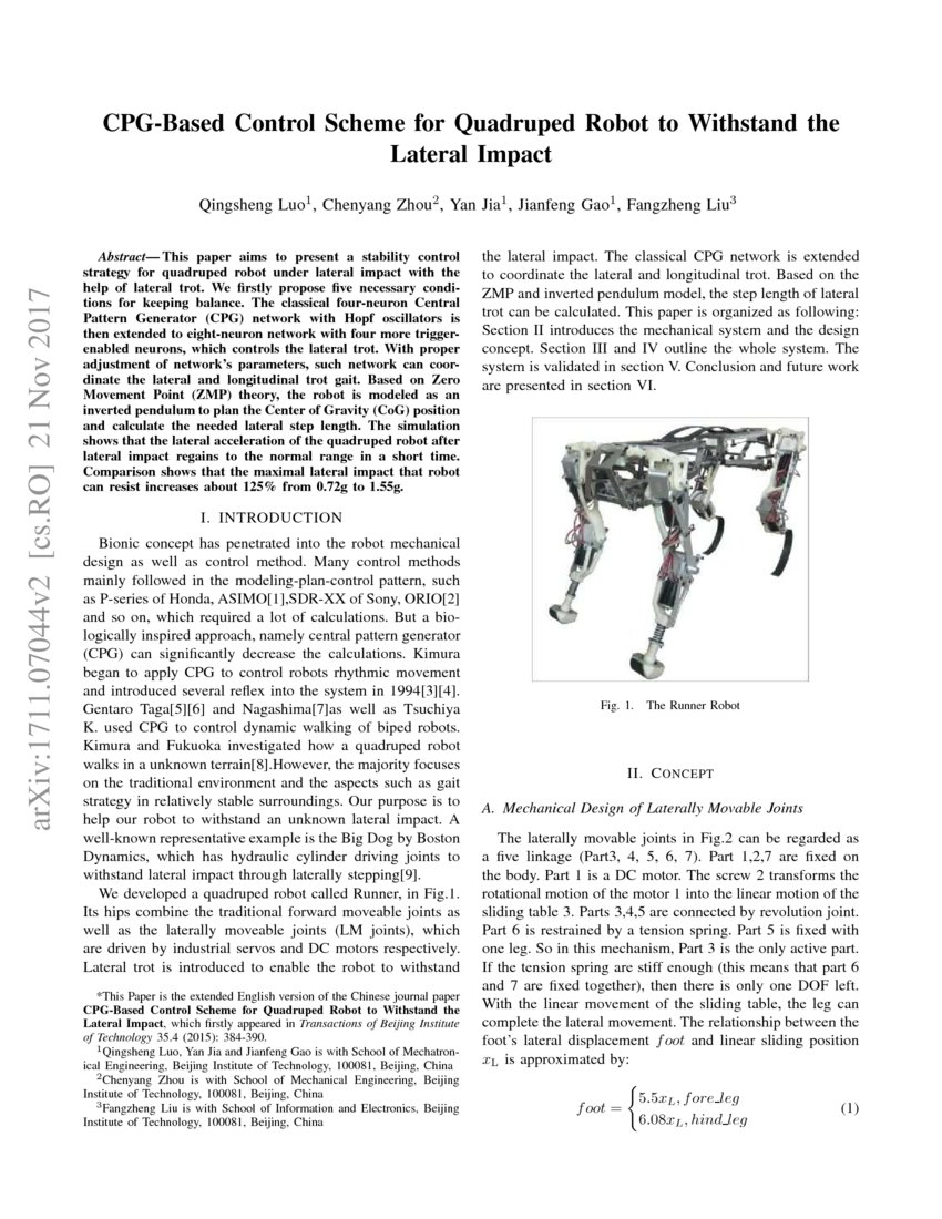 CPG-Based Control Scheme for Quadruped Robot to Withstand the Lateral ...