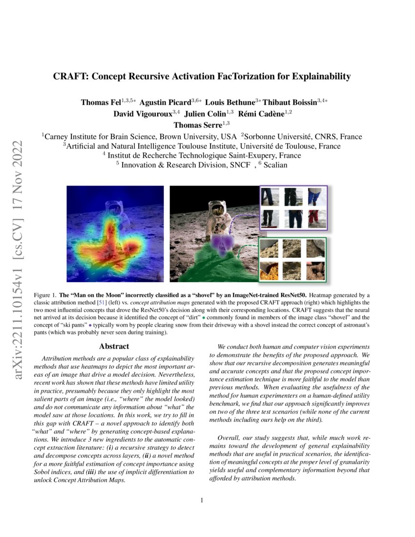 CRAFT: Concept Recursive Activation FacTorization for Explainability | DeepAI
