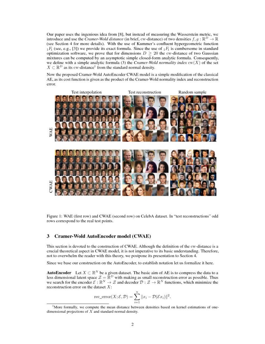 Cramer-Wold AutoEncoder | DeepAI