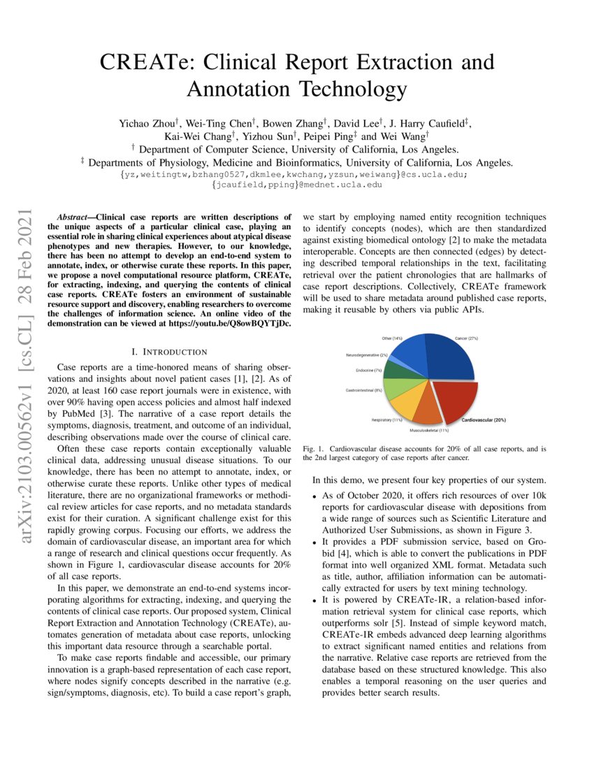 CREATe: Clinical Report Extraction and Annotation Technology | DeepAI
