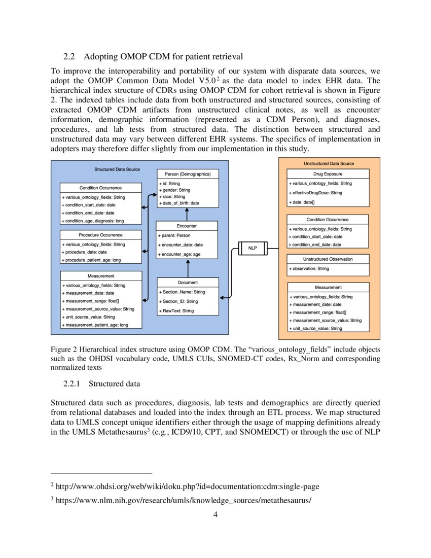 Create Cohort Retrieval Enhanced By Analysis Of Text From Electronic Health Records Using Omop