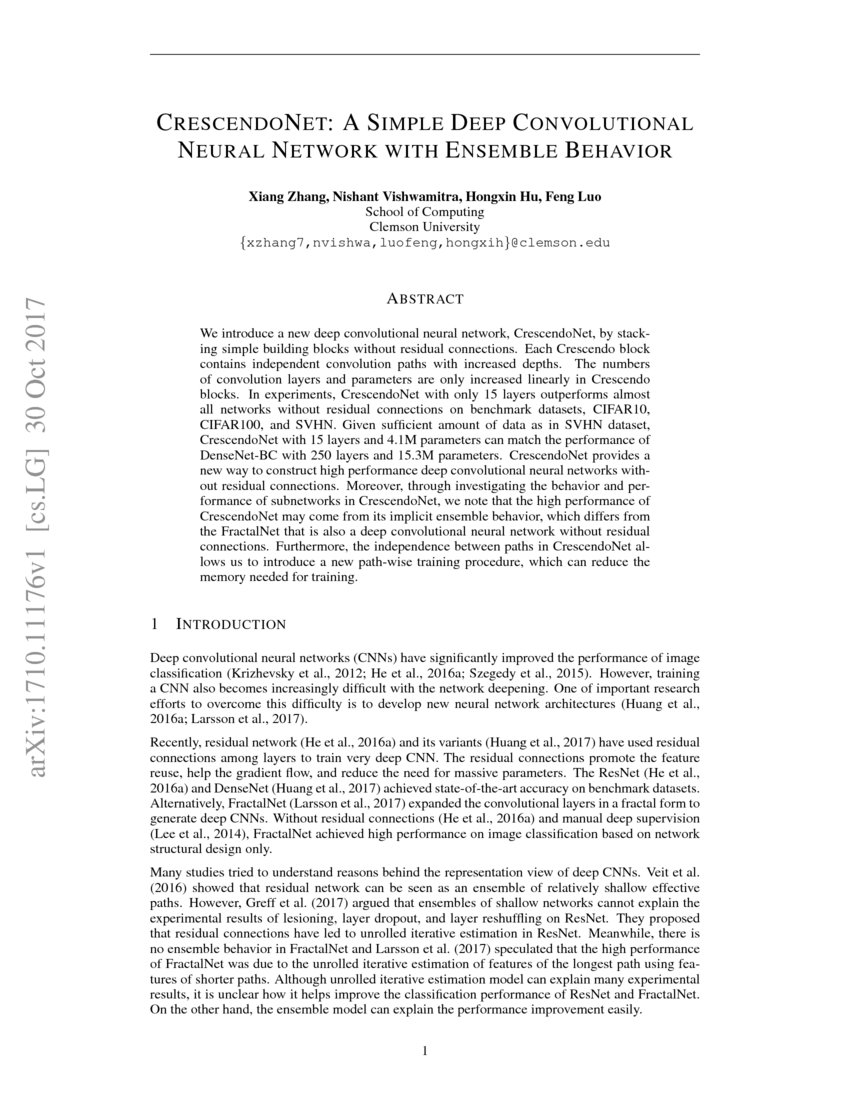 CrescendoNet: A Simple Deep Convolutional Neural Network with Ensemble Behavior | DeepAI