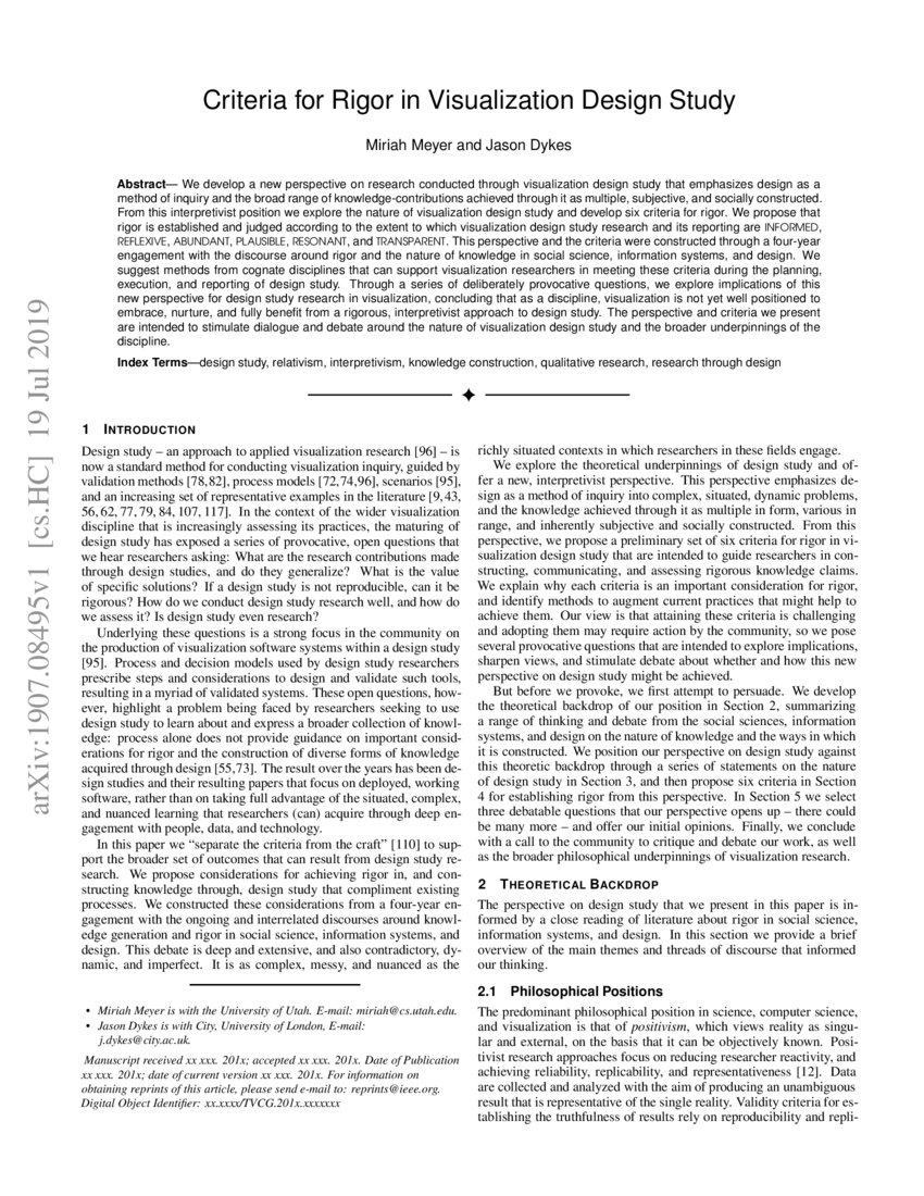 Criteria for Rigor in Visualization Design Study | DeepAI