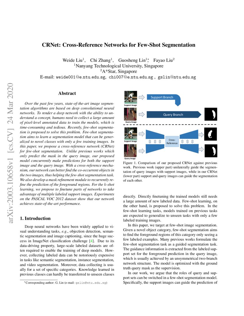 Crnet Cross Reference Networks For Few Shot Segmentation Deepai