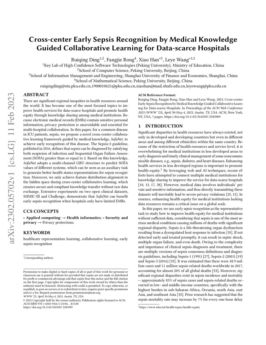 Cross-center Early Sepsis Recognition by Medical Knowledge Guided ...