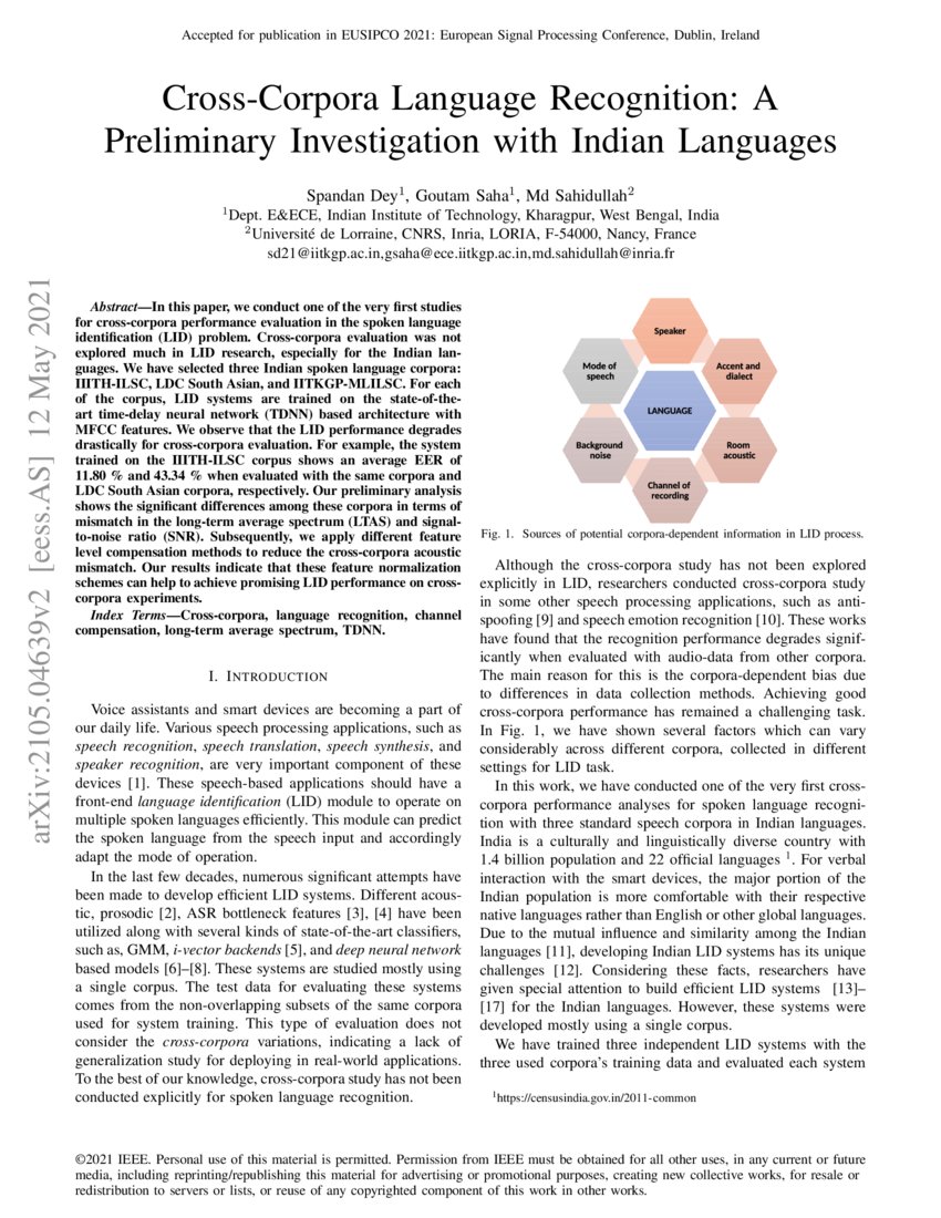 Cross-Corpora Language Recognition: A Preliminary Investigation with ...