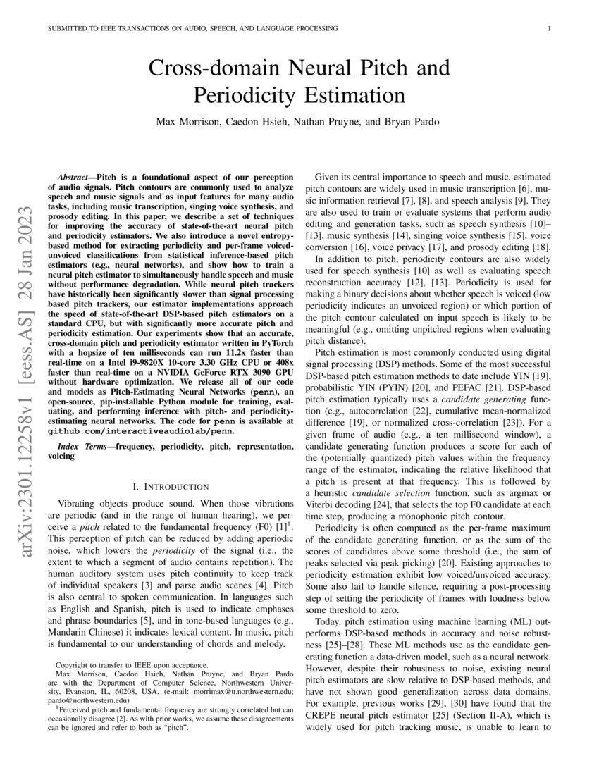 Cross-domain Neural Pitch and Periodicity Estimation | DeepAI