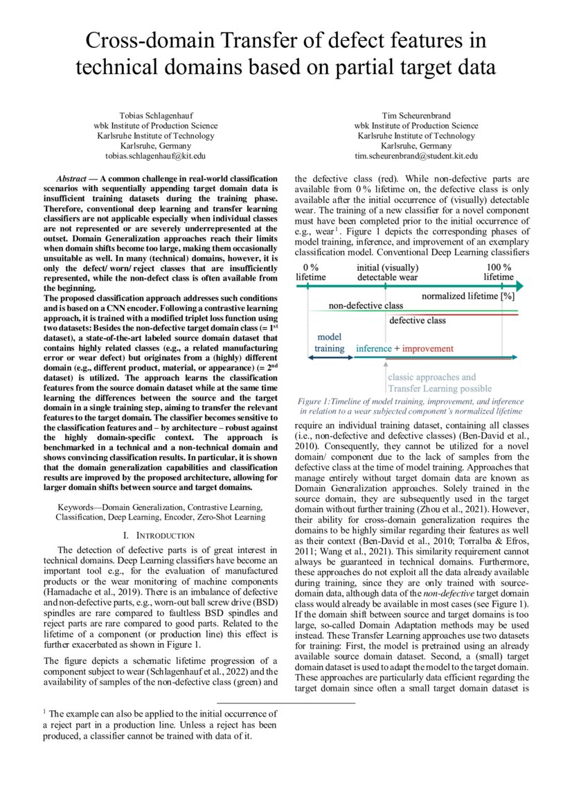 Cross-domain Transfer of defect features in technical domains based on ...