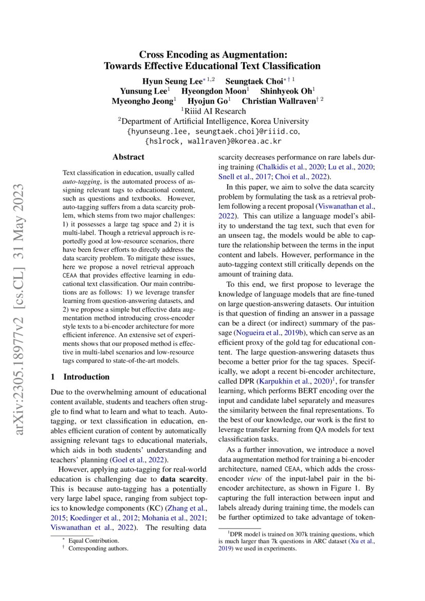 Cross Encoding as Augmentation: Towards Effective Educational Text ... Cross Encoding as Augmentation: Towards Effective Educational Text ...