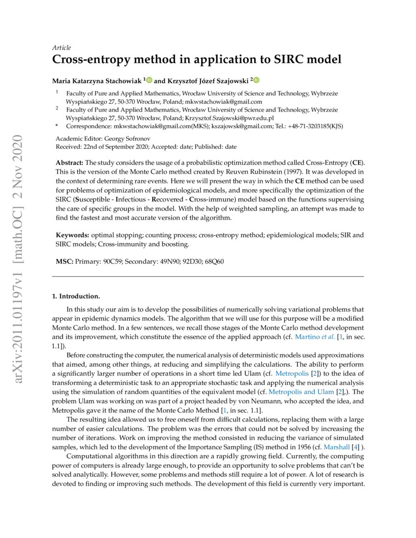 Cross-entropy method in application to SIRC model | DeepAI