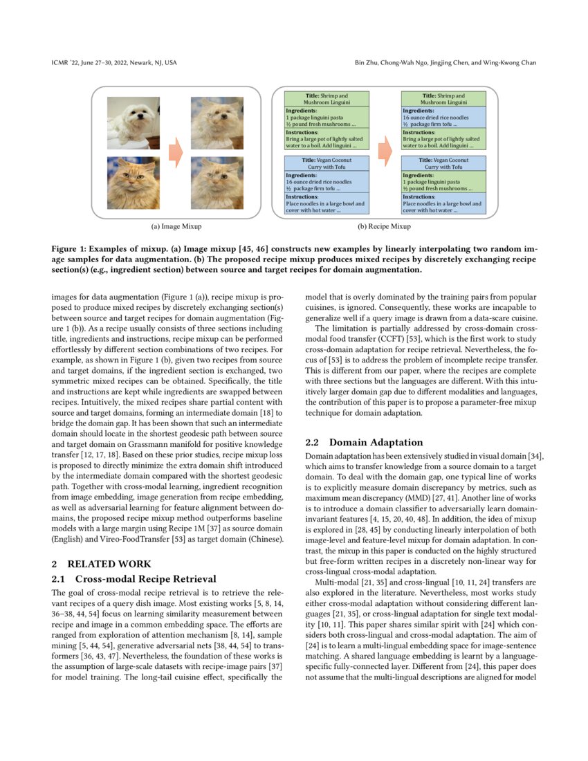 Cross-lingual Adaptation for Recipe Retrieval with Mixup | DeepAI