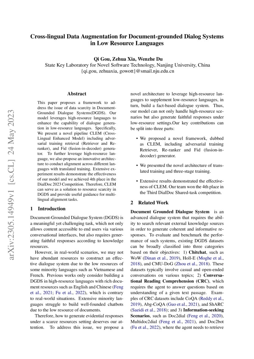 Cross Lingual Data Augmentation For Document Grounded Dialog Systems In Low Resource Languages 