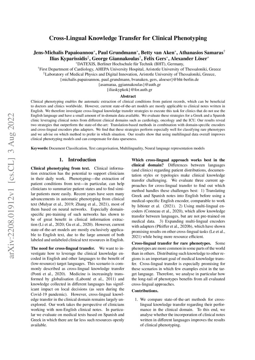 Cross Lingual Knowledge Transfer For Clinical Phenotyping Deepai
