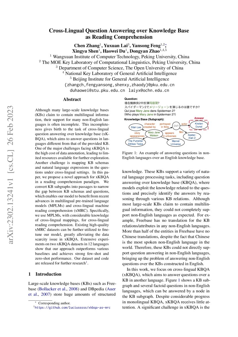 Cross-Lingual Question Answering over Knowledge Base as Reading ... Cross-Lingual Question Answering over Knowledge Base as Reading ...