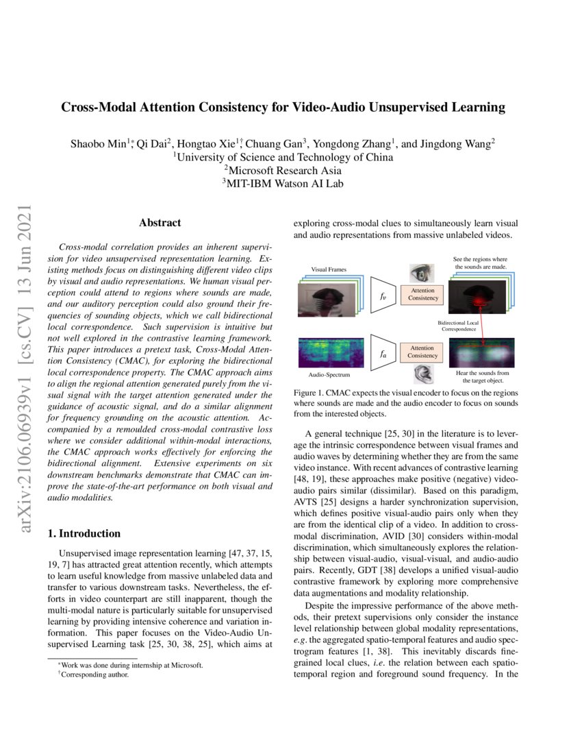 Cross-Modal Attention Consistency for Video-Audio Unsupervised Learning | DeepAI