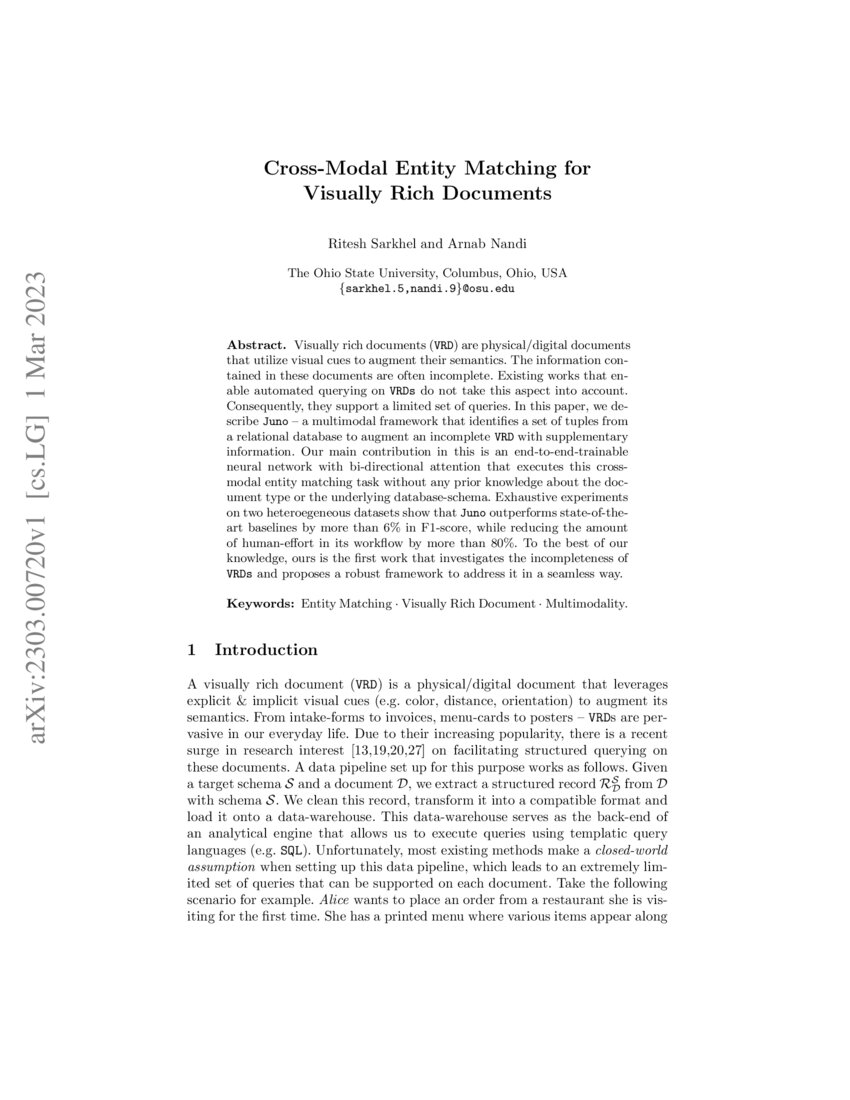 Cross Modal Entity Matching For Visually Rich Documents Deepai