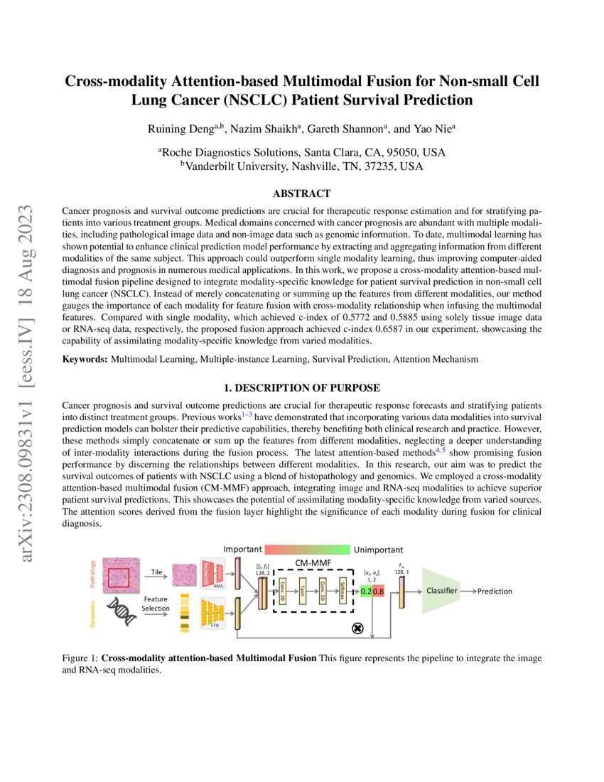 Cross Modality Attention Based Multimodal Fusion For Non Small Cell