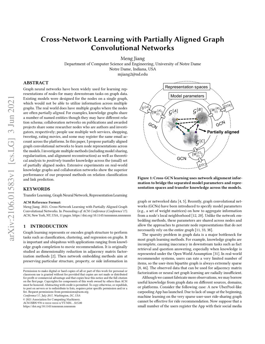 Cross-Network Learning with Partially Aligned Graph Convolutional Networks | DeepAI