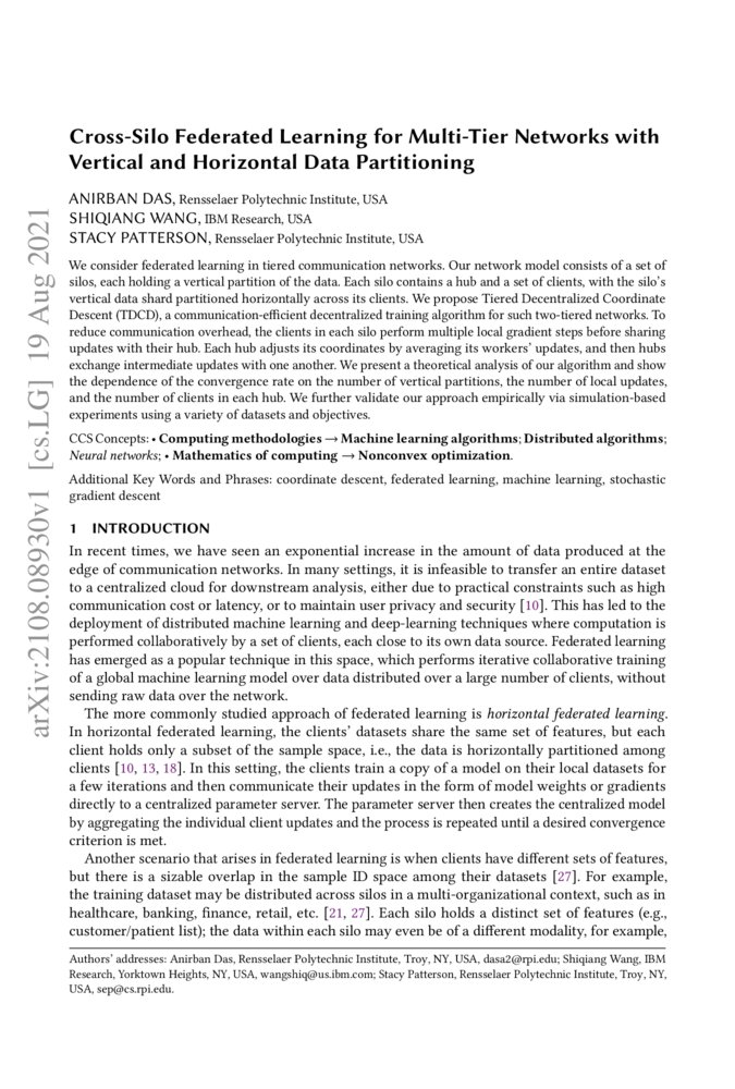 Cross-Silo Federated Learning for Multi-Tier Networks with Vertical and Horizontal Data ...