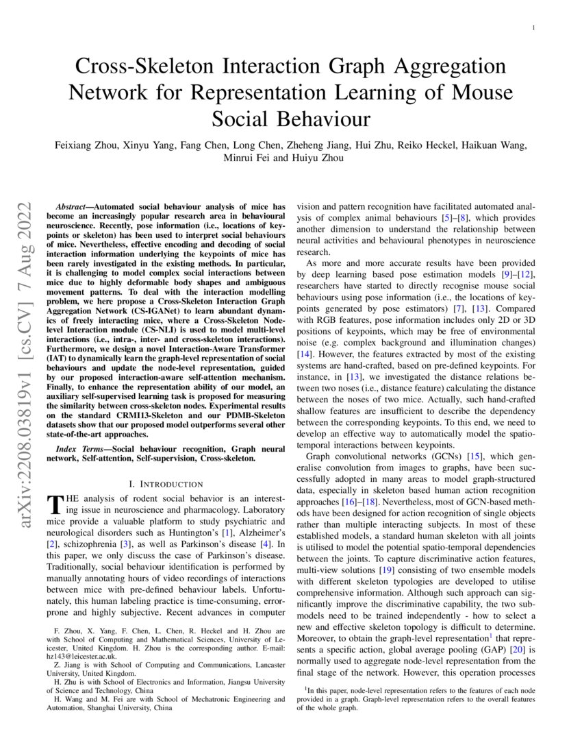 Cross Skeleton Interaction Graph Aggregation Network For Representation