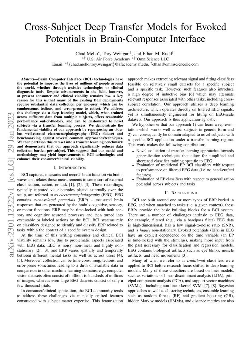 Cross-Subject Deep Transfer Models for Evoked Potentials in Brain ...