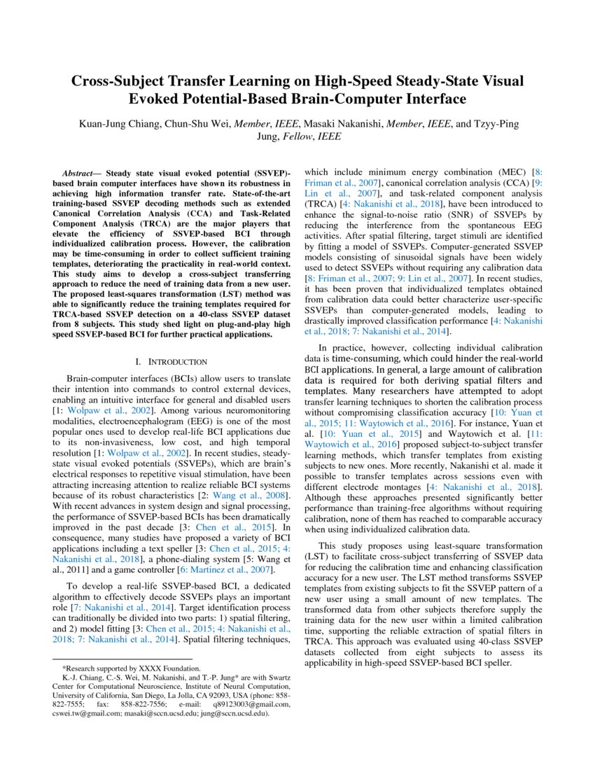 Cross-Subject Transfer Learning on High-Speed Steady-State Visual ...
