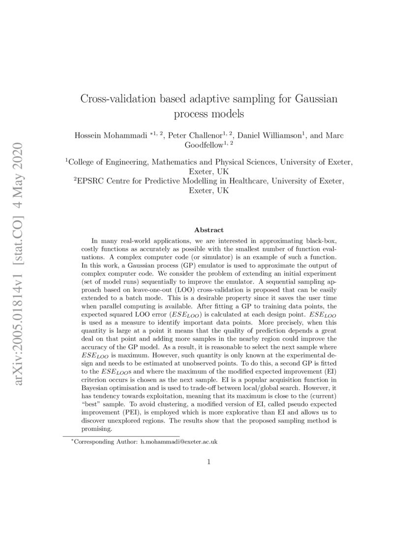 Cross-validation based adaptive sampling for Gaussian process models | DeepAI
