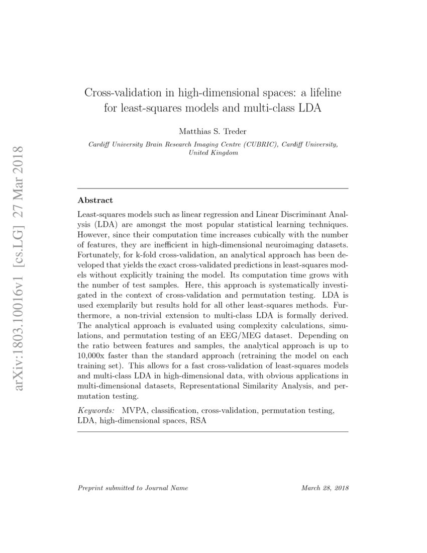 Cross-validation in high-dimensional spaces: a lifeline for least ...