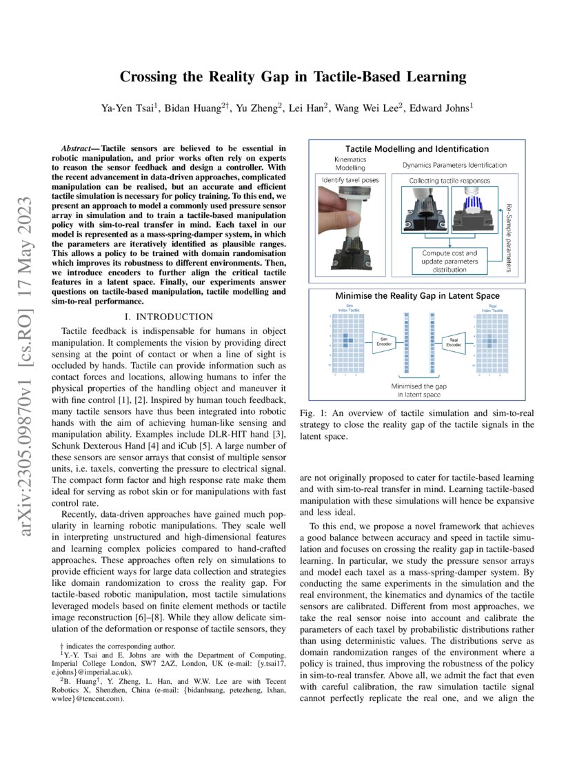 Crossing the Reality Gap in Tactile-Based Learning | DeepAI