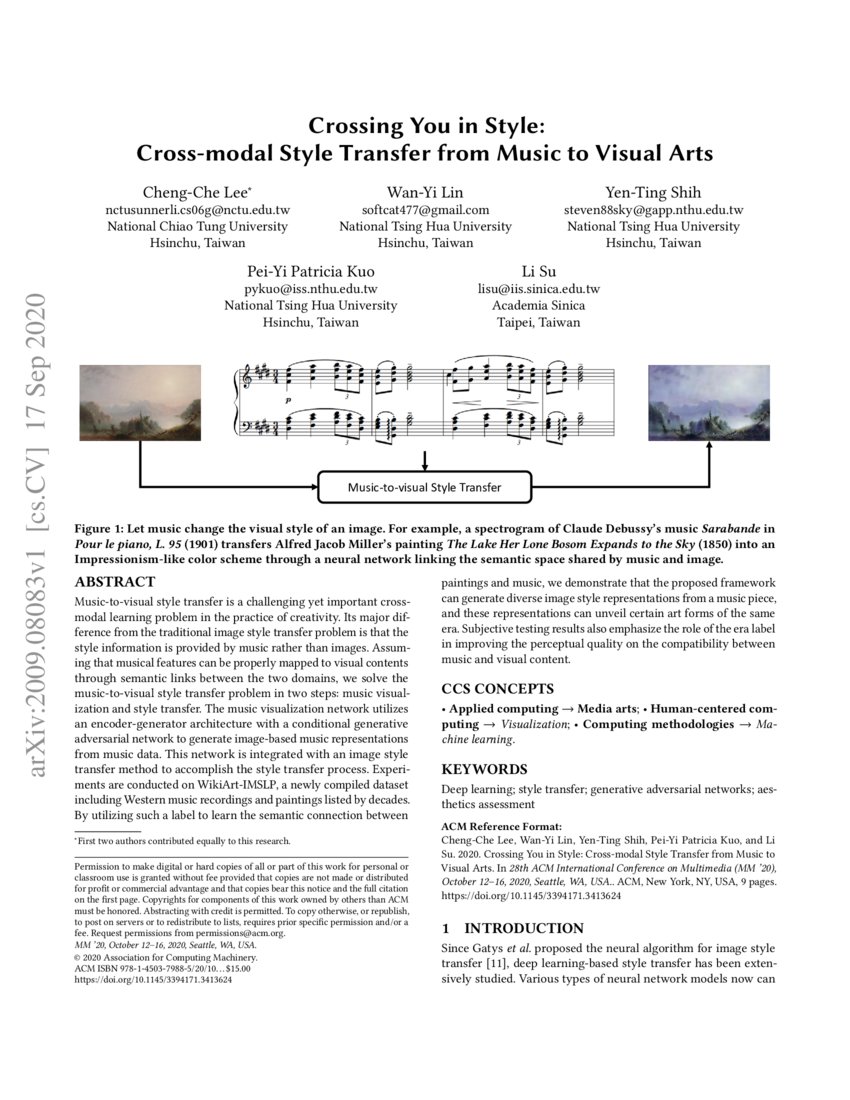 Crossing You in Style: Cross-modal Style Transfer from Music to Visual ...