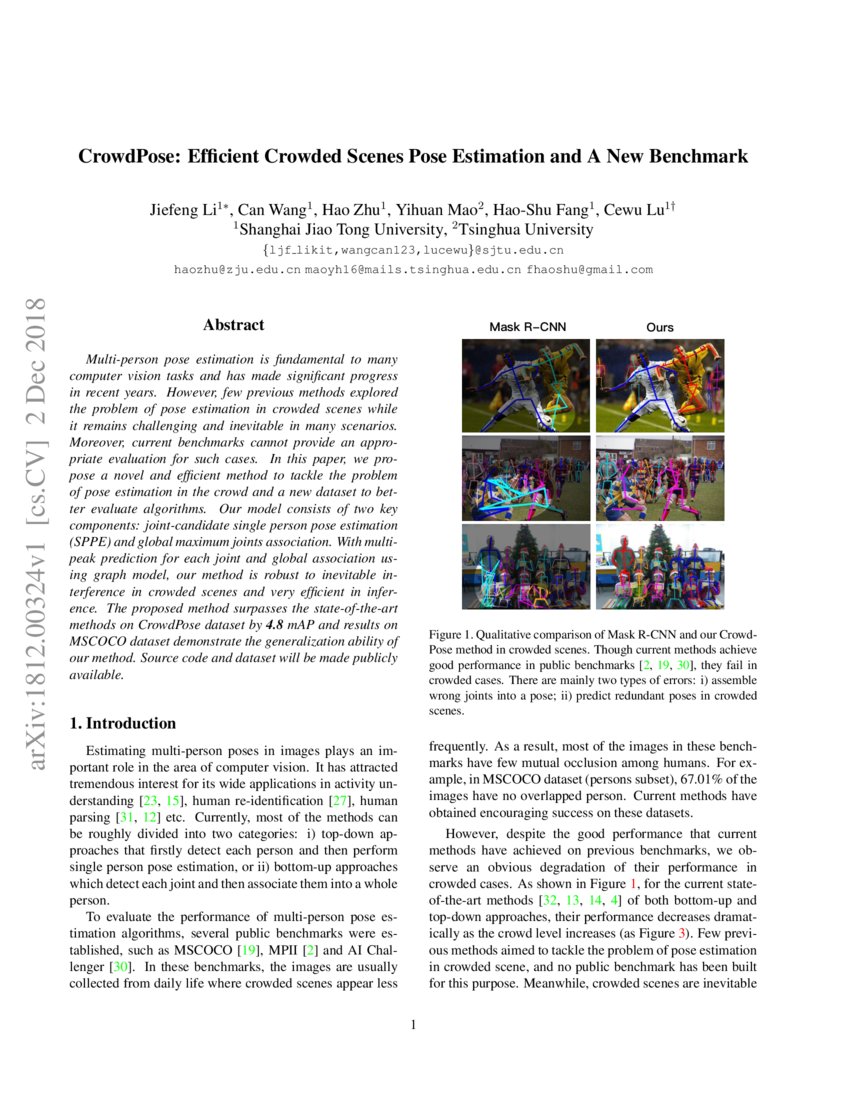 CrowdPose: Efficient Crowded Scenes Pose Estimation and A New Benchmark | DeepAI