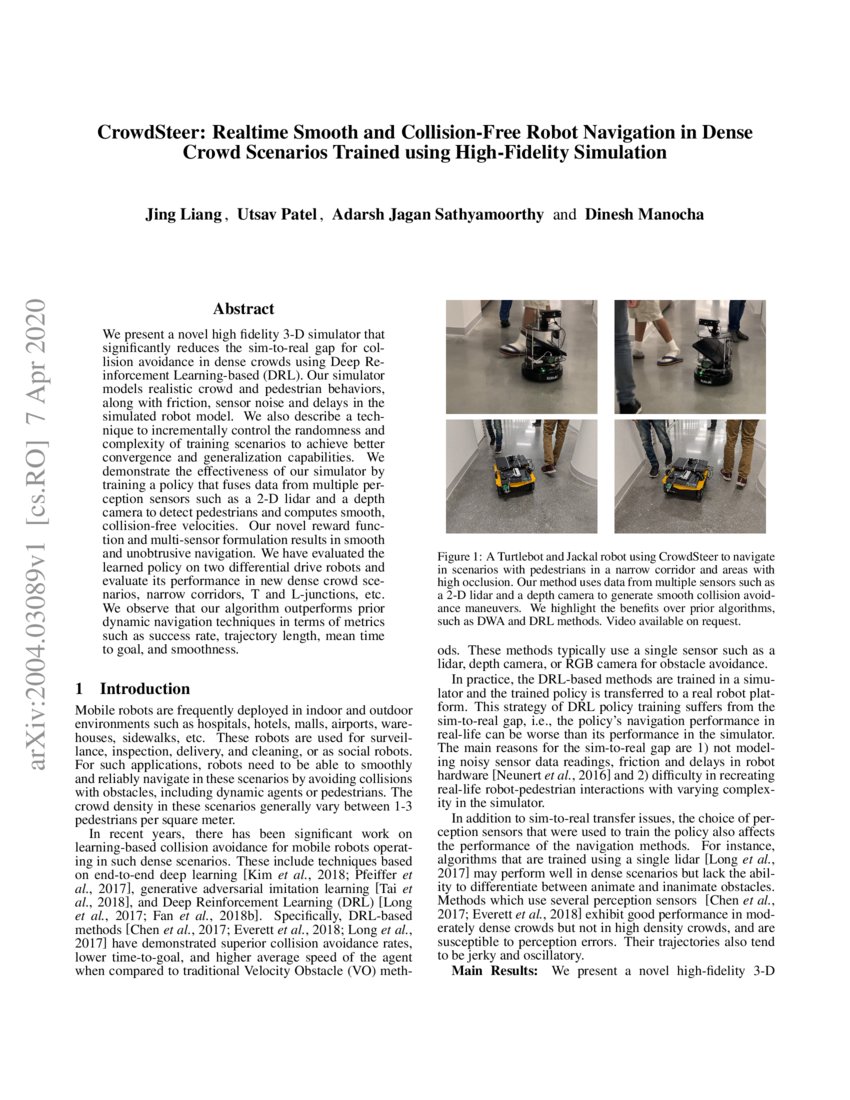 CrowdSteer: Realtime Smooth and Collision-Free Robot Navigation in Dense Crowd Scenarios Trained ...