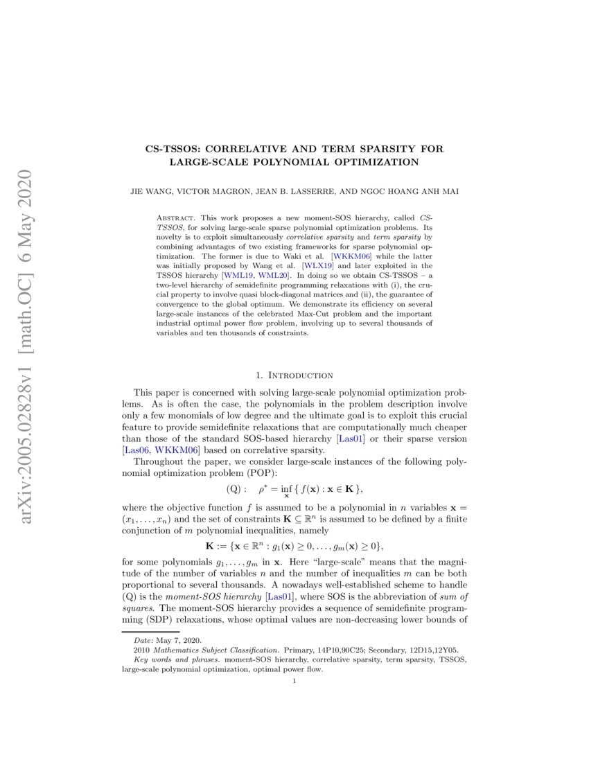CS-TSSOS: Correlative and term sparsity for large-scale polynomial optimization | DeepAI
