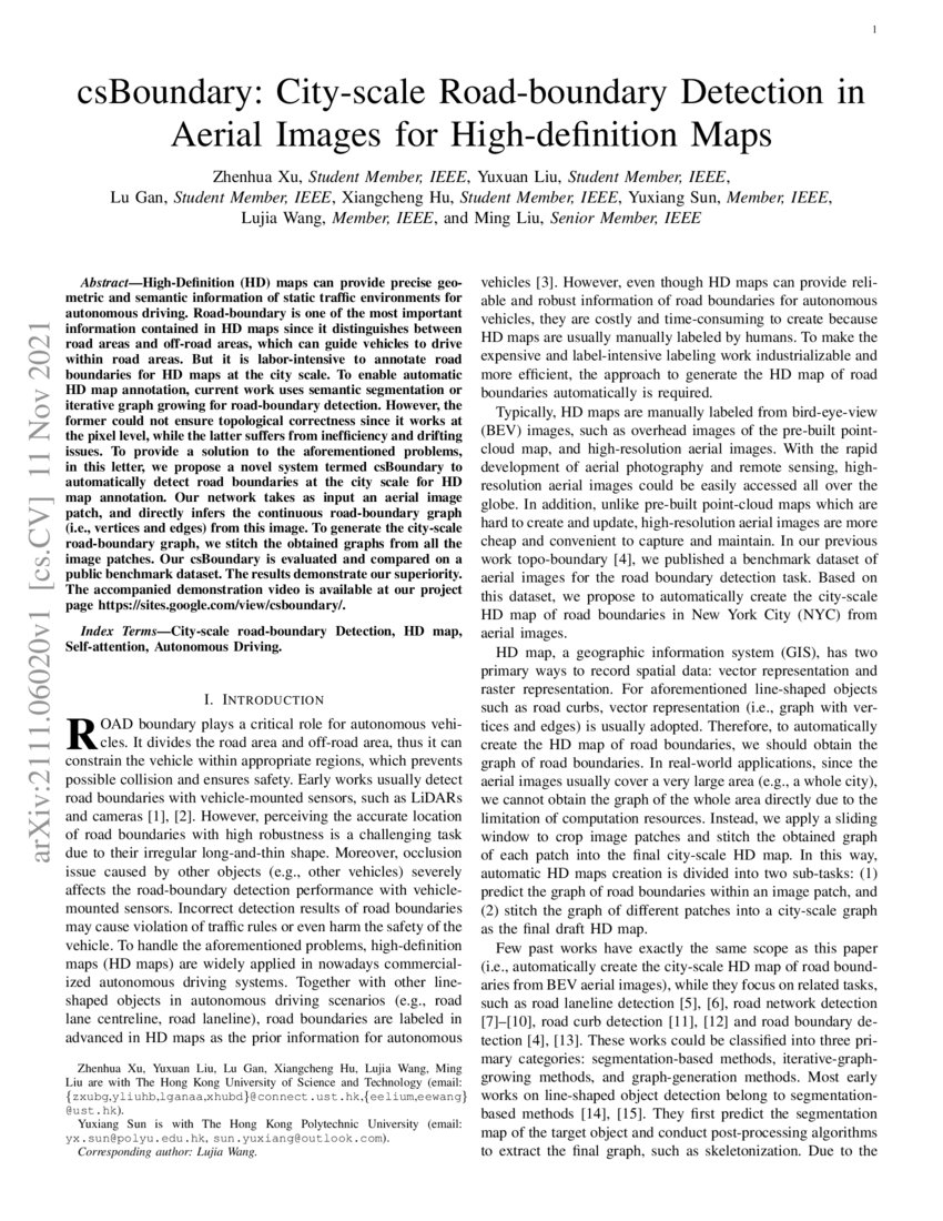 csBoundary: City-scale Road-boundary Detection in Aerial Images for ...