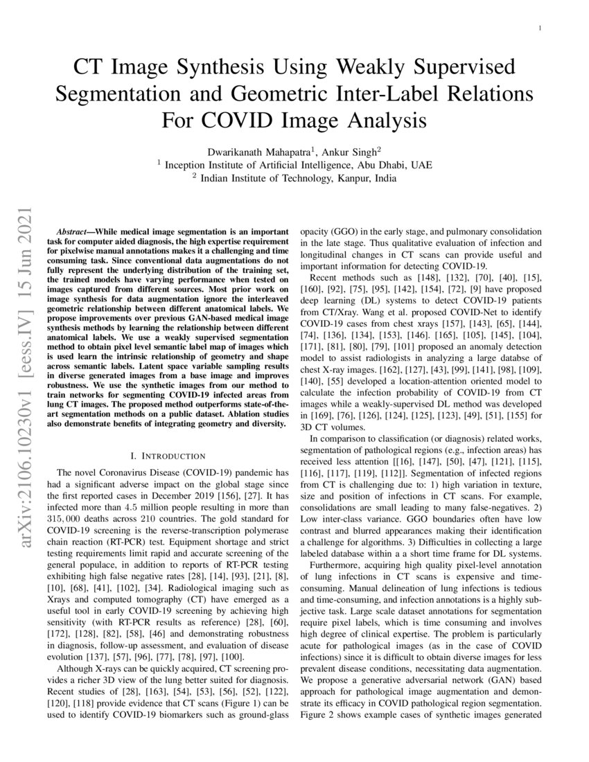 CT Image Synthesis Using Weakly Supervised Segmentation and Geometric Inter-Label Relations For ...