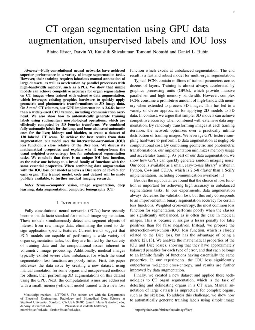 CT organ segmentation using GPU data augmentation, unsupervised labels ... CT organ segmentation using GPU data augmentation, unsupervised labels ...