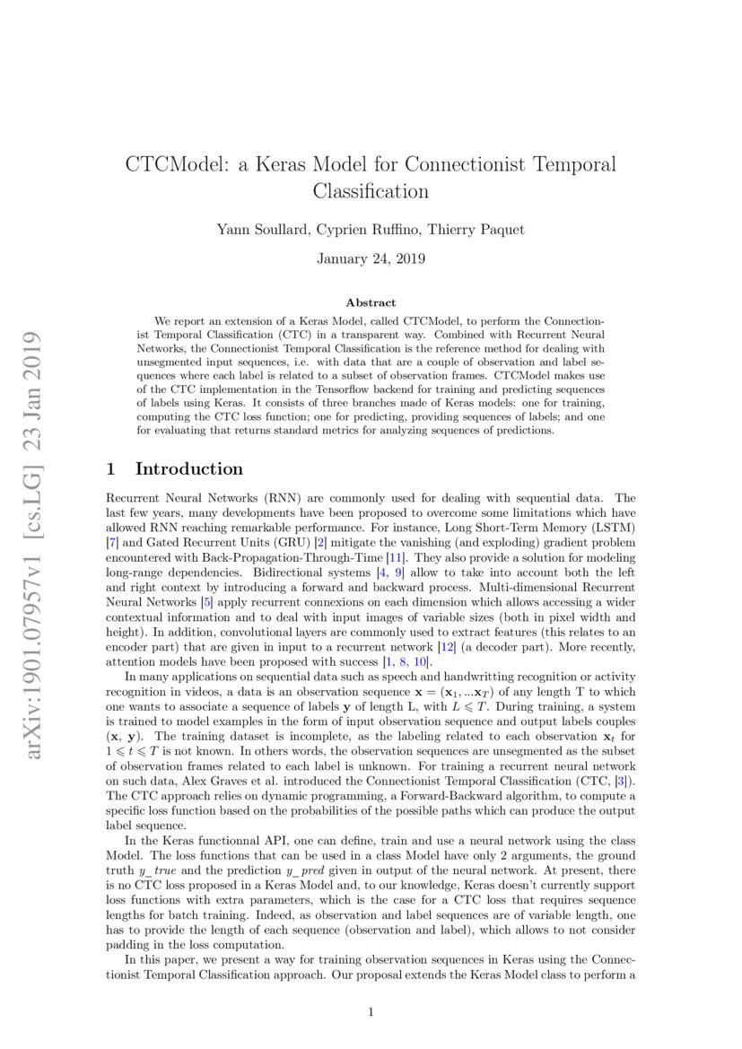 Ctcmodel A Keras Model For Connectionist Temporal Classification Deepai