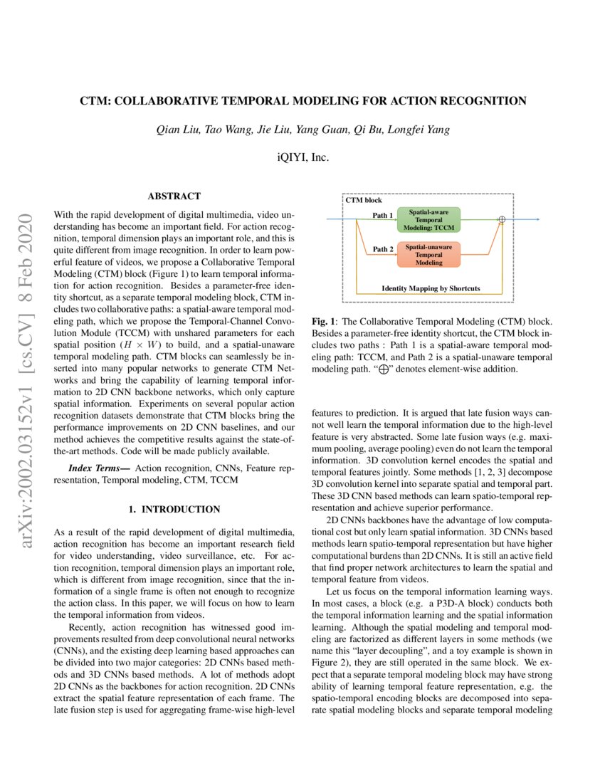 CTM: Collaborative Temporal Modeling for Action Recognition | DeepAI