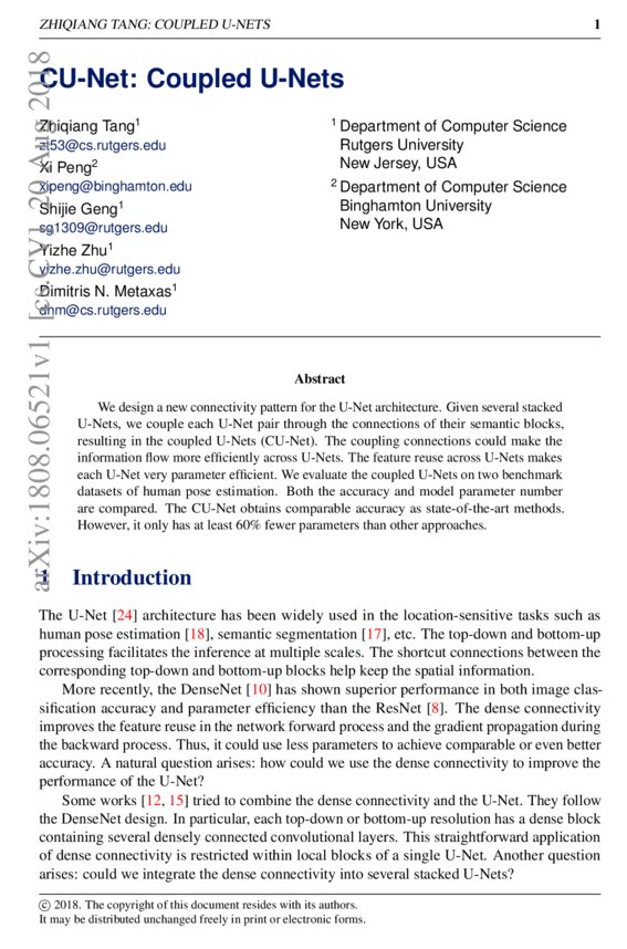 CU-Net: Coupled U-Nets | DeepAI