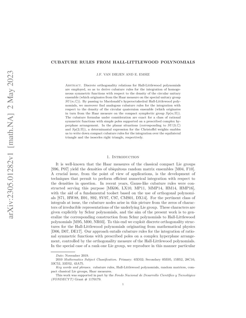 Cubature rules from Hall-Littlewood polynomials | DeepAI