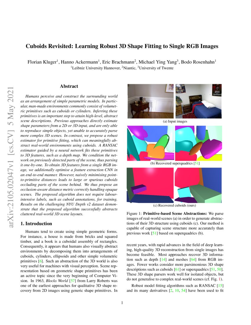 Cuboids Revisited: Learning Robust 3D Shape Fitting to Single RGB ...
