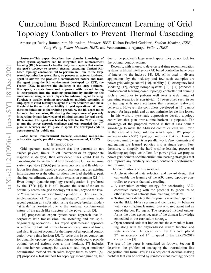 Curriculum Based Reinforcement Learning of Grid Topology Controllers to Prevent Thermal ...